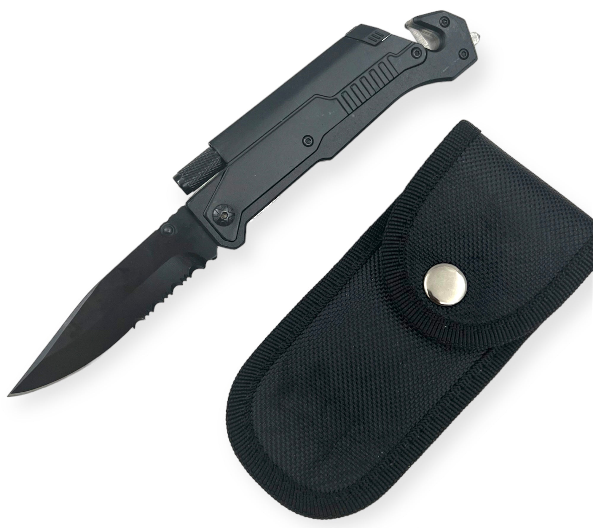 Tiger USA Tactical Spring Assisted Rescue Knife Fire Starter Black ...