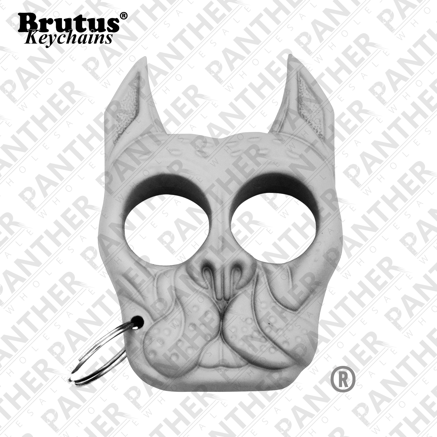 Brutus the Bull Dog - Public Safety Keychain - White – Panther Wholesale