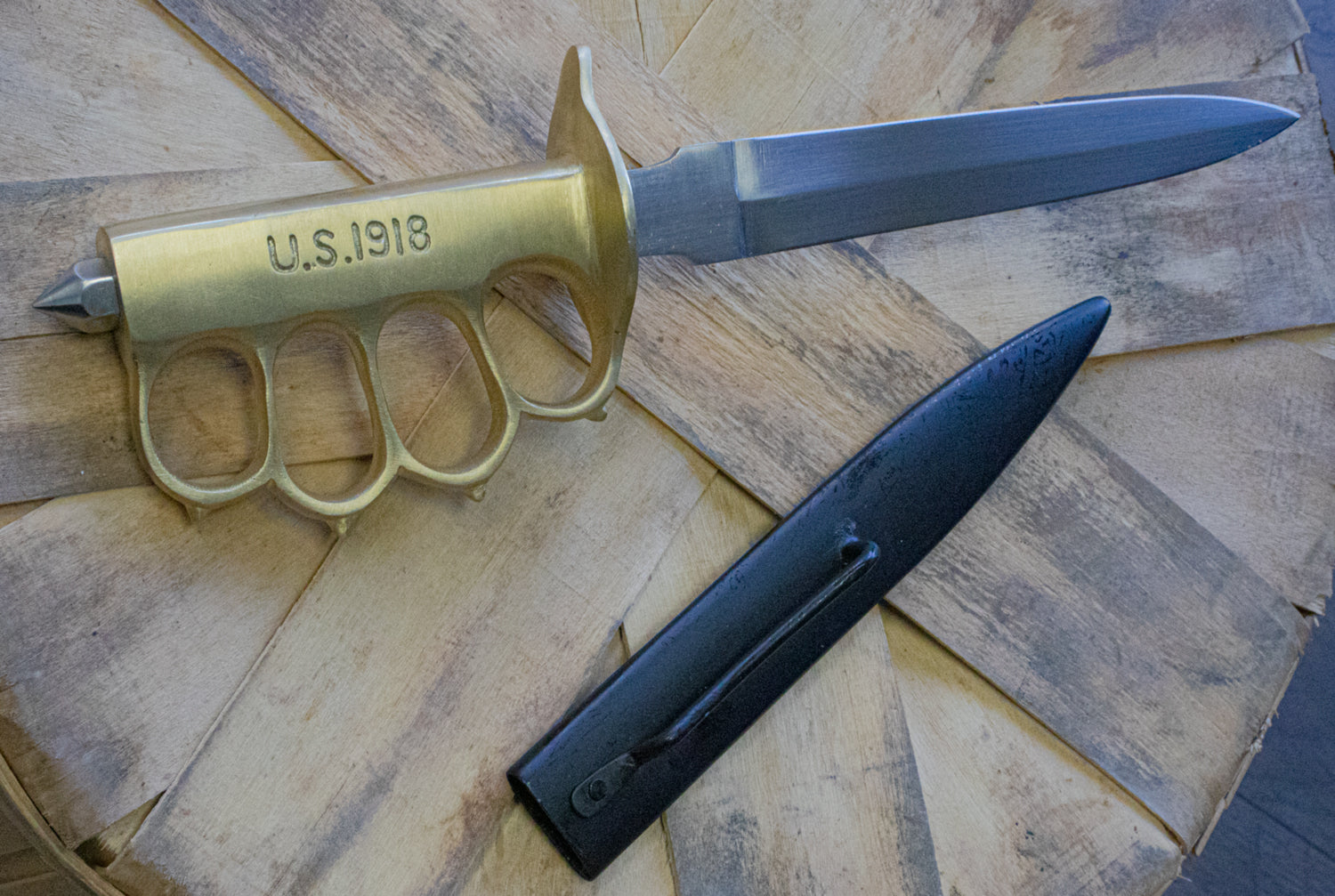 11 Inch Trench Knife Carbon Steel Blade Real Brass Handle – Panther ...