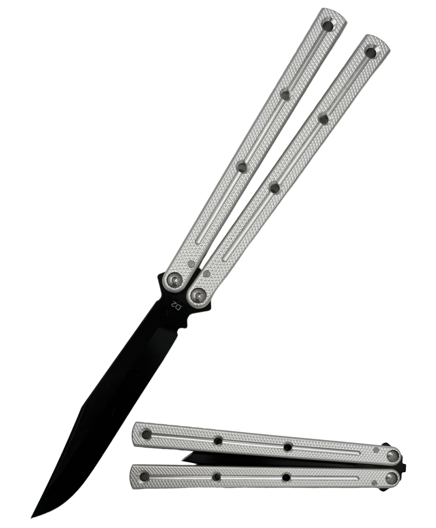 High Quality CNC Machined Butterfly Knife Silver Aircraft Aluminum Han ...