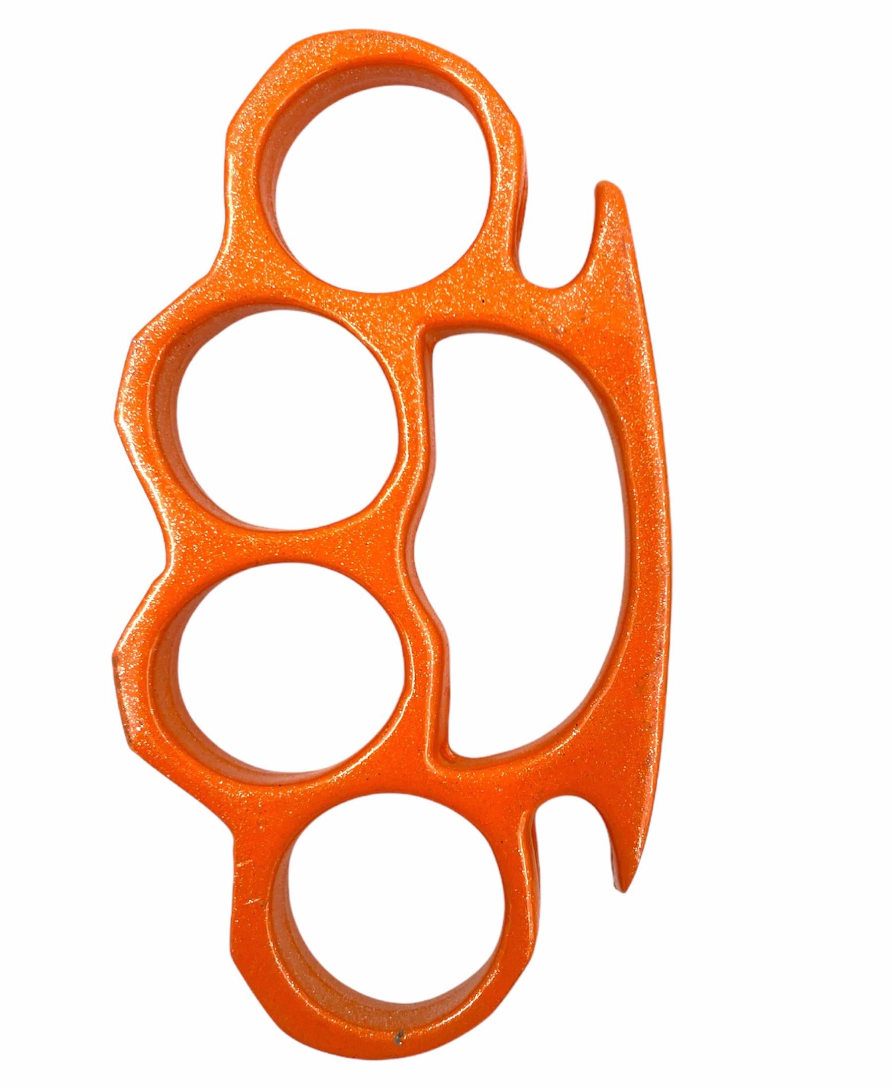 Solid Steel Knuckle Duster Brass Knuckle - ORANGE – Panther Wholesale