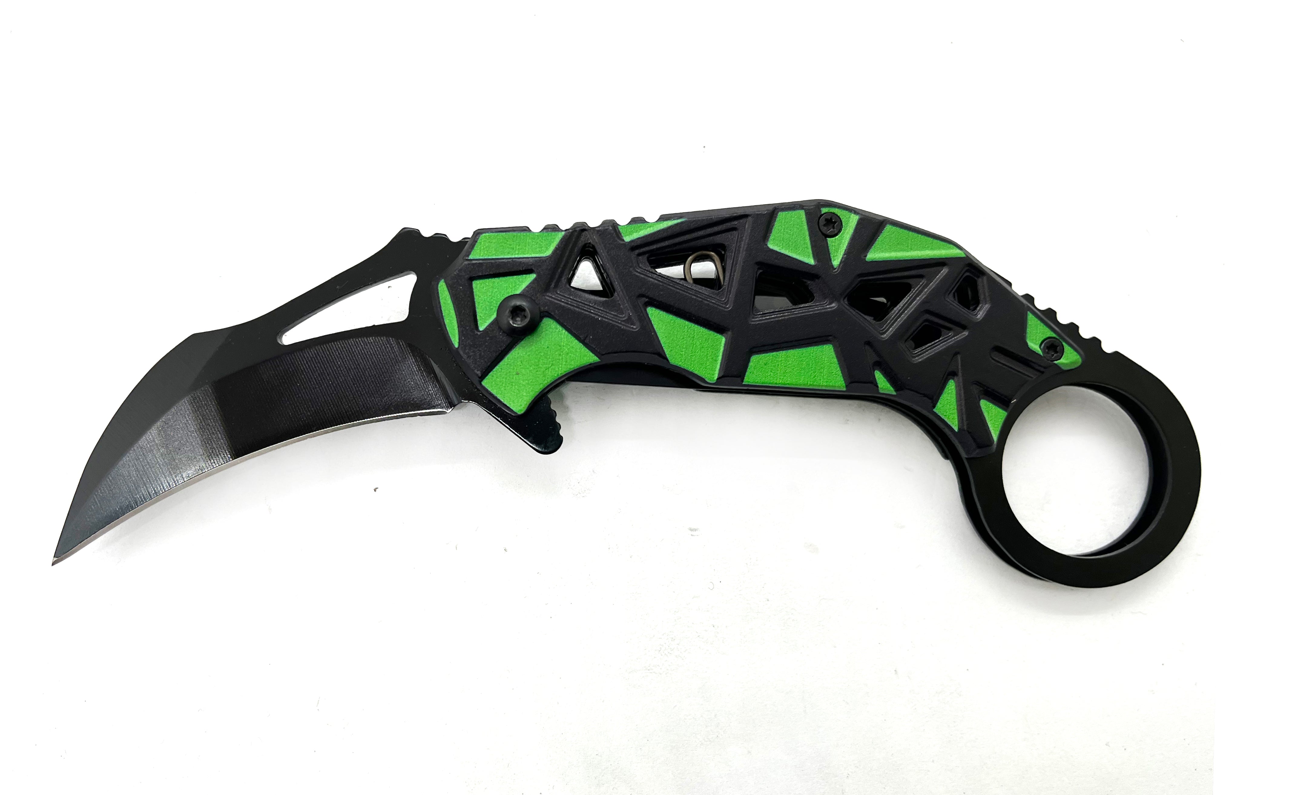 Tiger USA Spring Assisted Knife Karambit Green – Panther Wholesale
