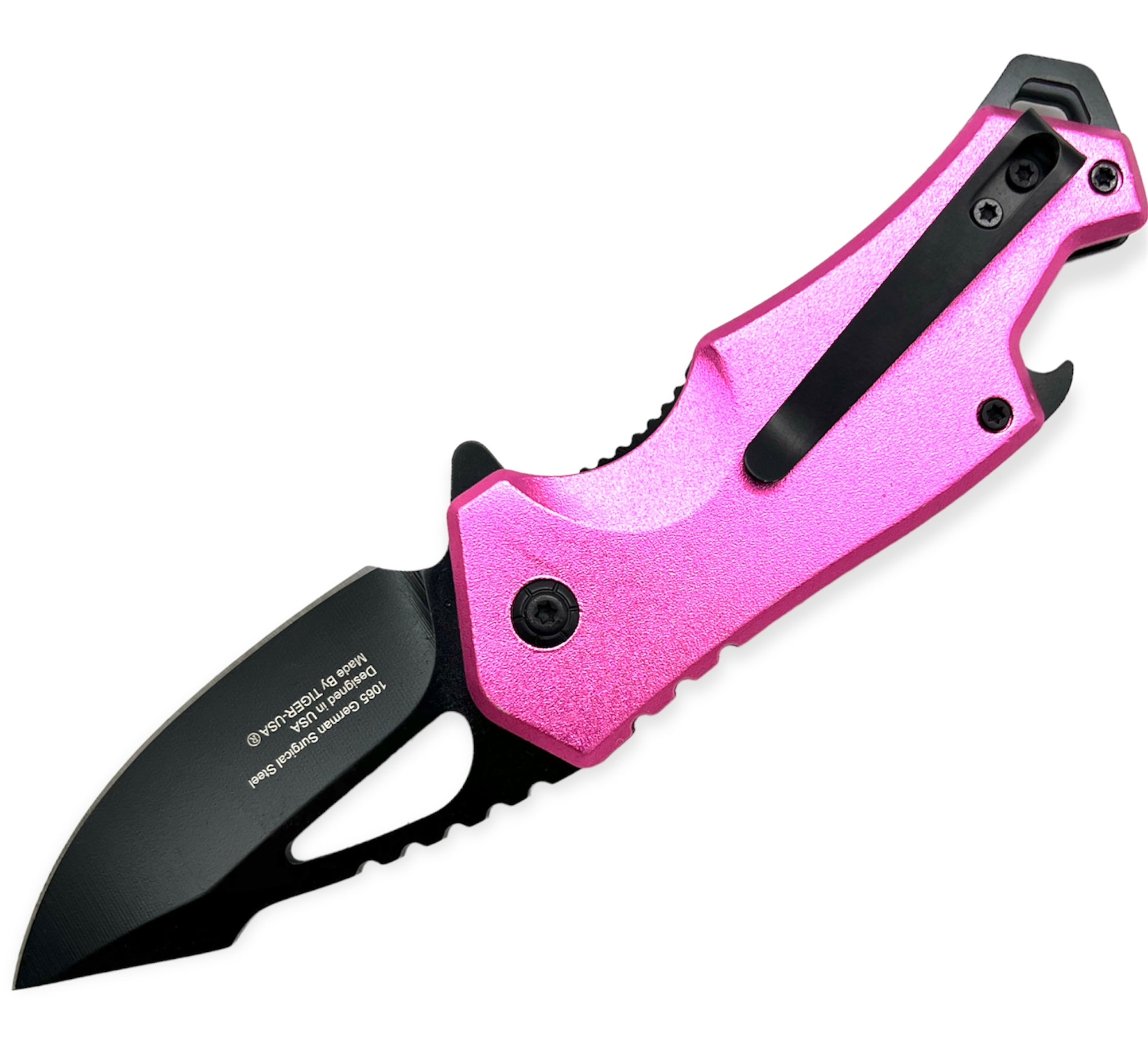 DROP POINT PINK FOLDING KNIFE With BEER BOTTLE OPENER – Panther Wholesale